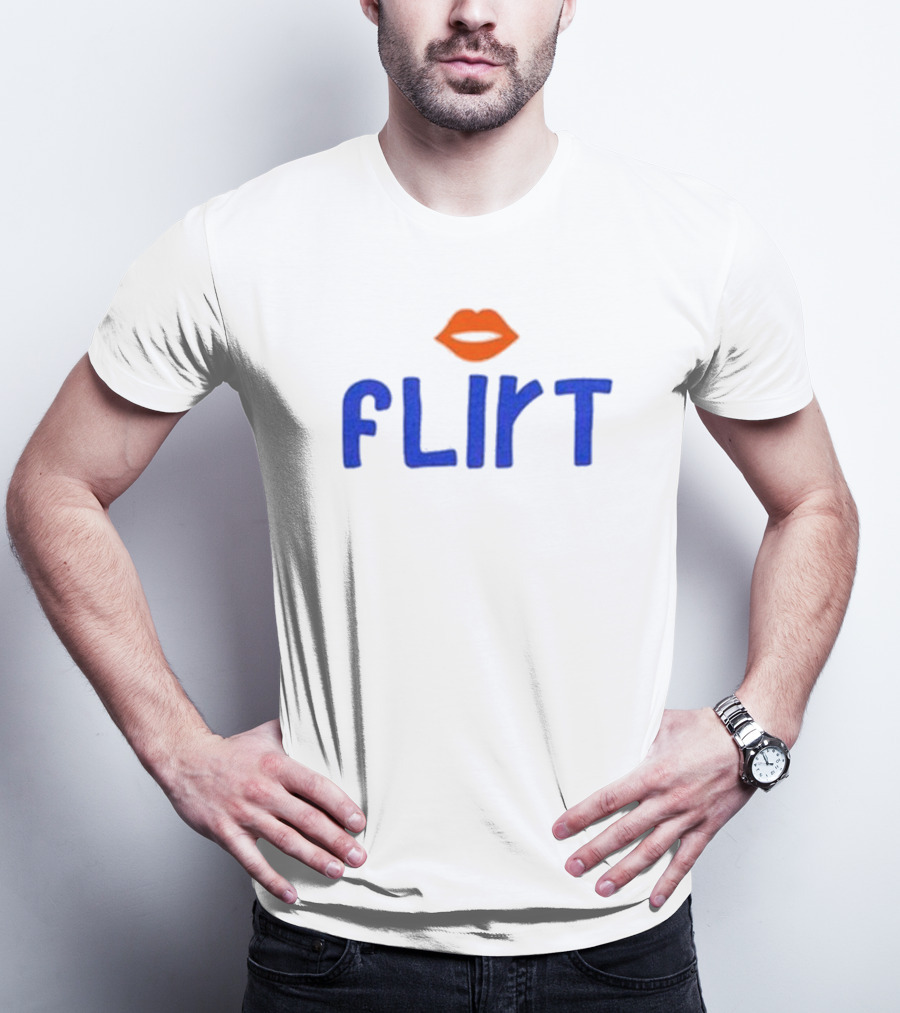 Flirt Lips Blue Text T-Shirt