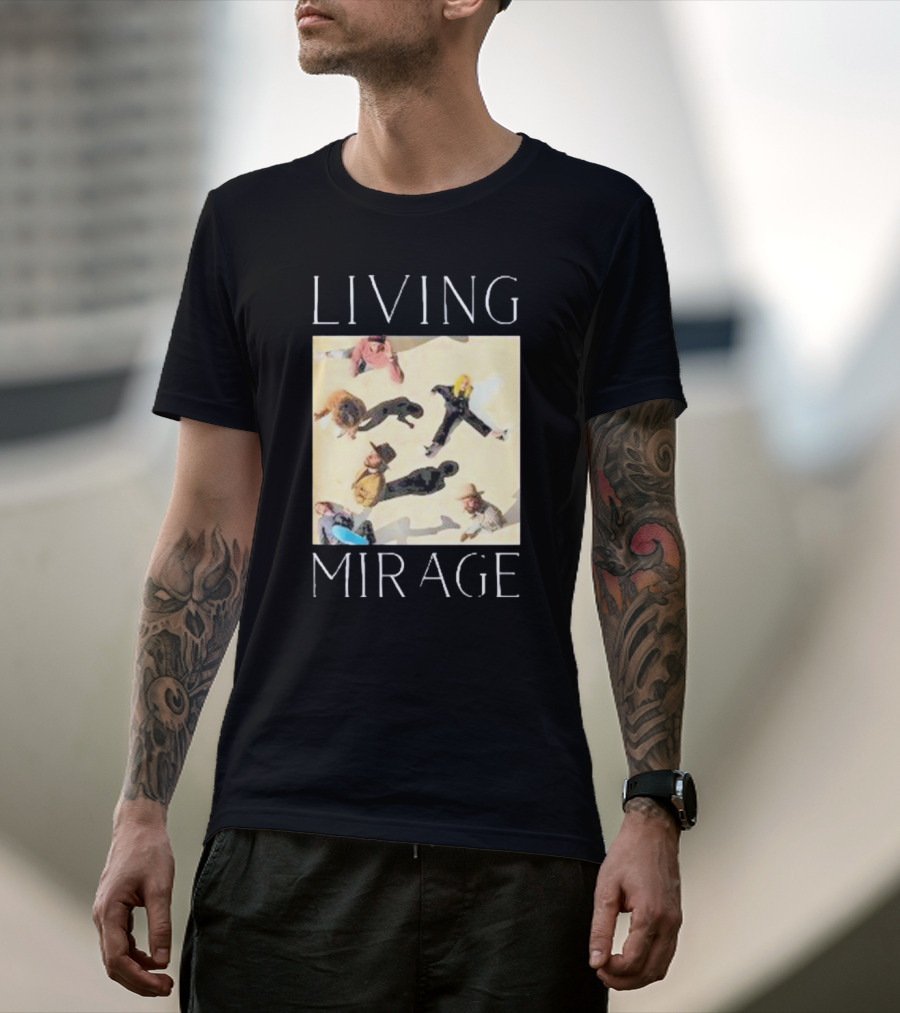 LIVING MIRAGE Album Cover With Band Members Aerial View T-Shirt