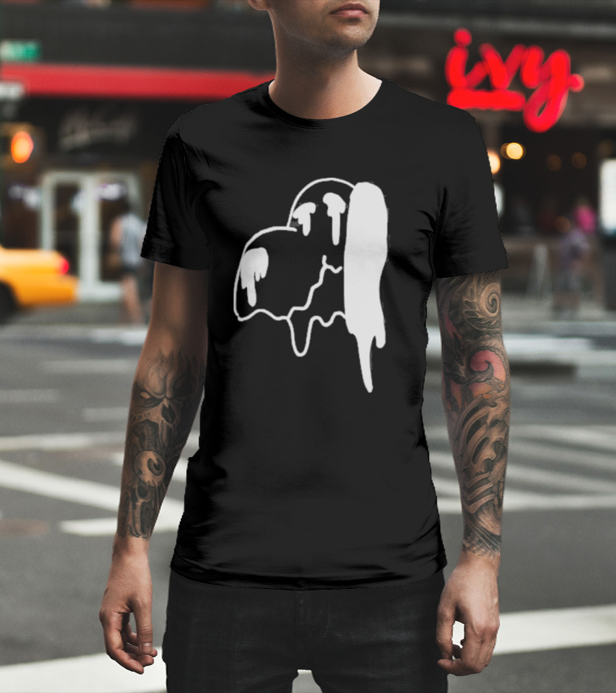 Snoopy Melting Drip Black White T-Shirt