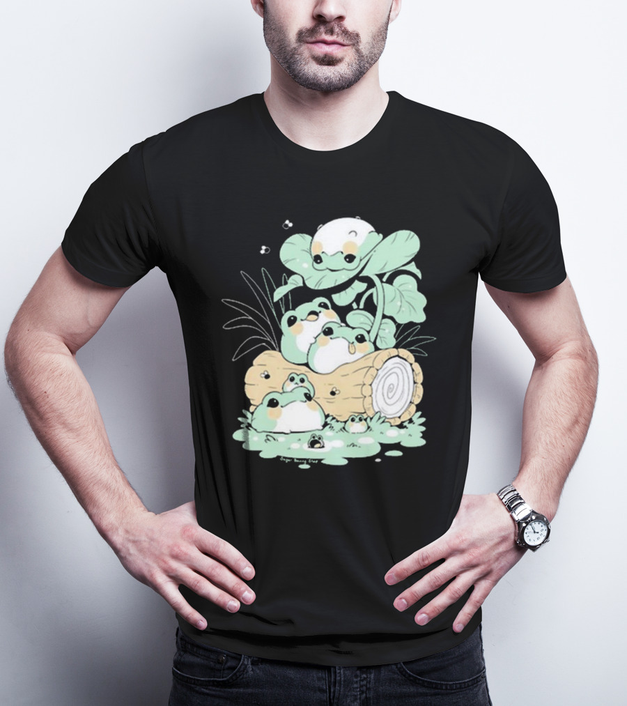 Sugar Bunny Shop Blob Frogs Log T-Shirt