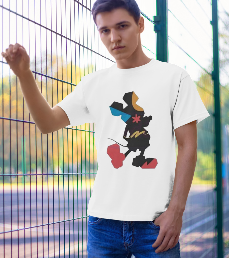 Disney World Funny Mickey Stands Abstract Colorful T-Shirt