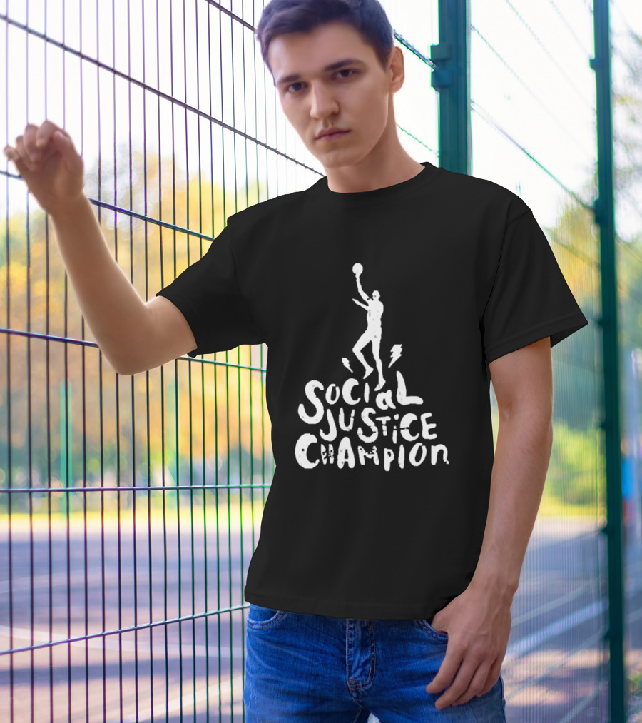 Social Justice Champion Basketball Figure With Lightning Bolt T-Shirt