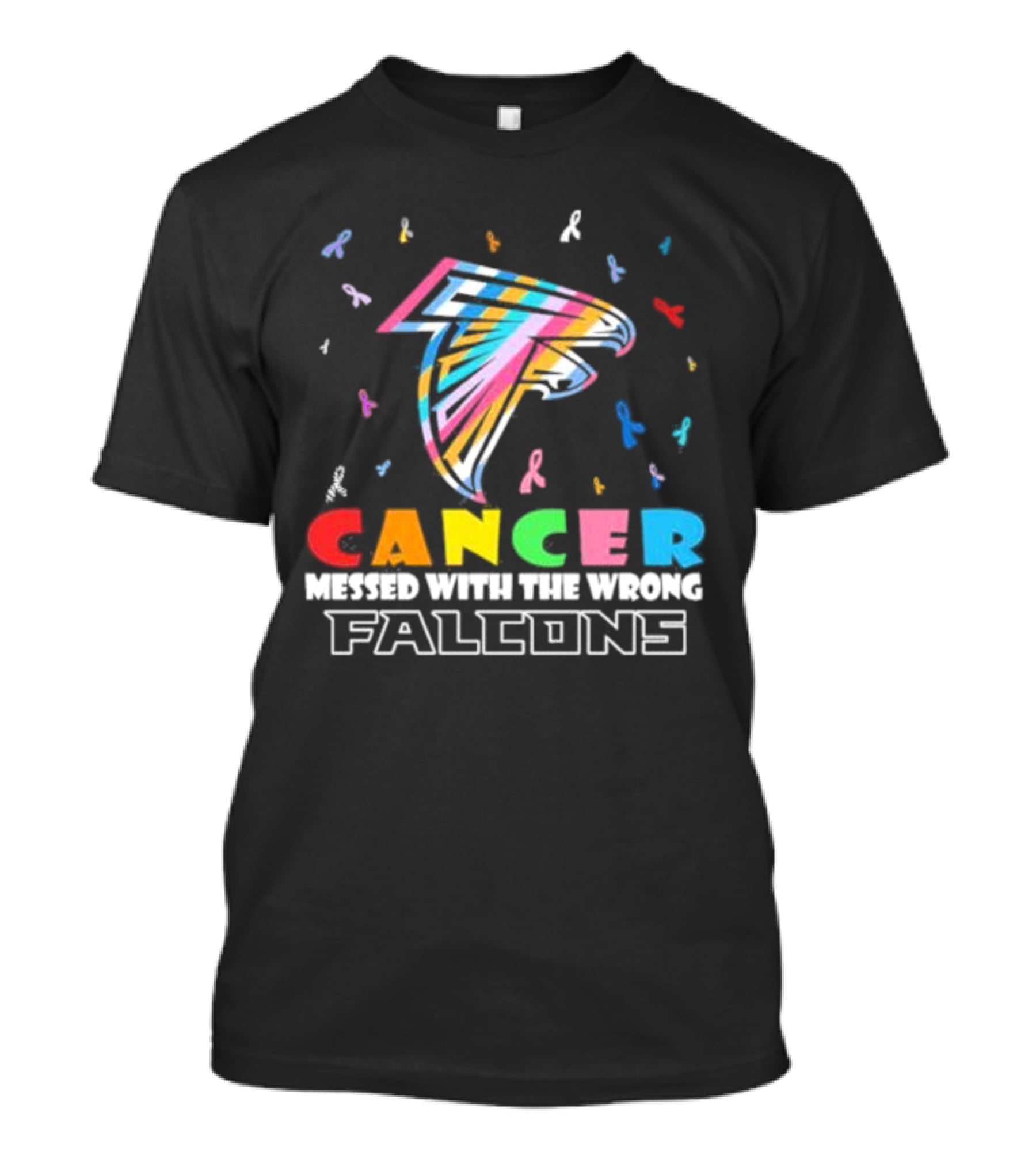 Atlanta Falcons Cancer Messed With The Wrong Team Logo Ribbons T-Shirt