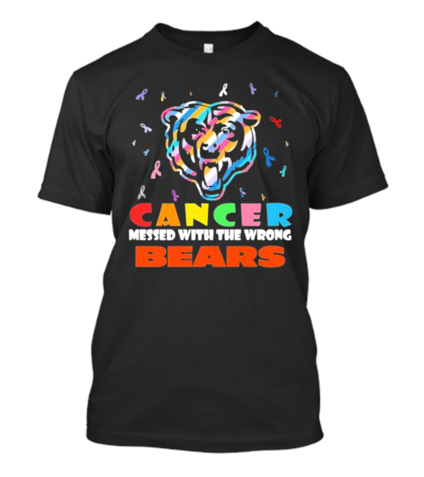 Cancer Messed With The Wrong Colorful Ribbon Chicago Bears T-Shirt