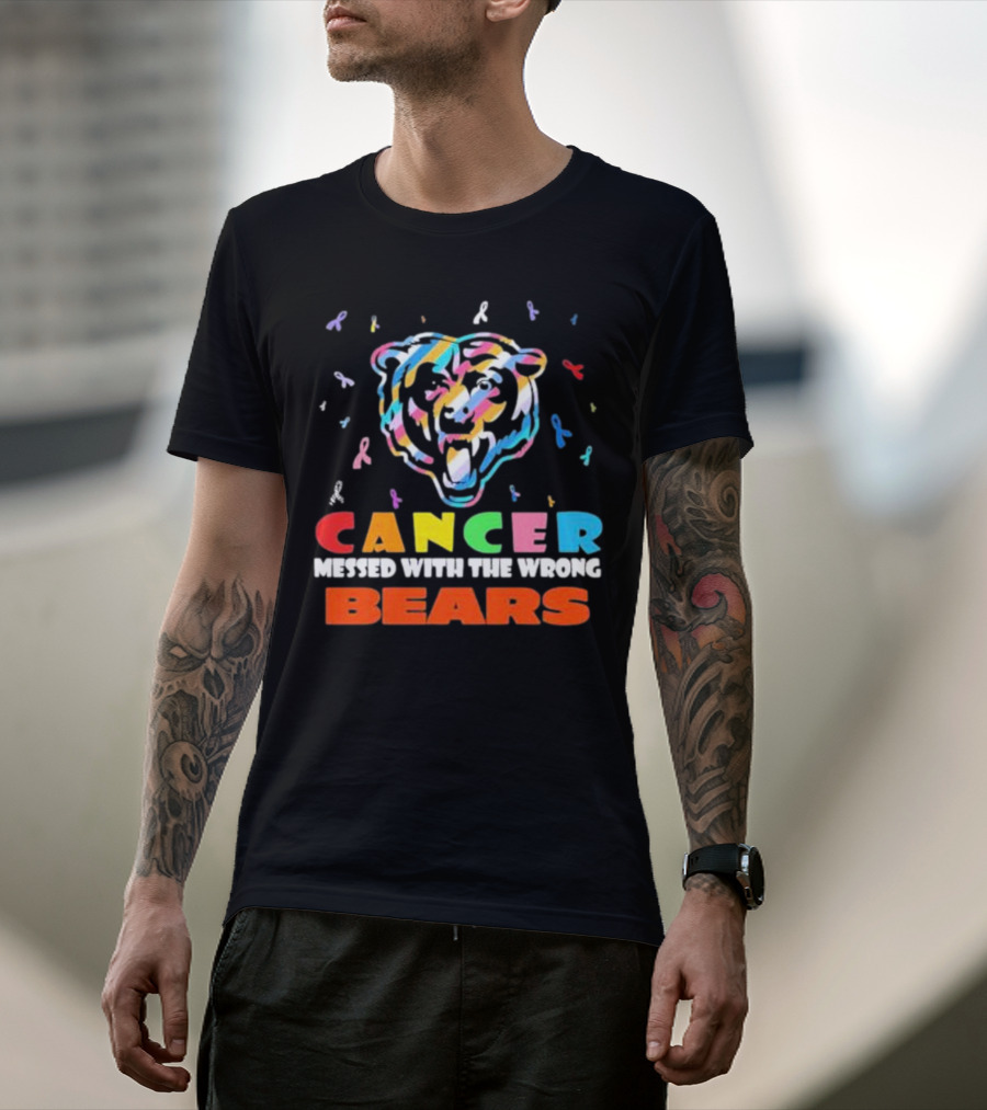 Cancer Messed With The Wrong Colorful Ribbon Chicago Bears T-Shirt
