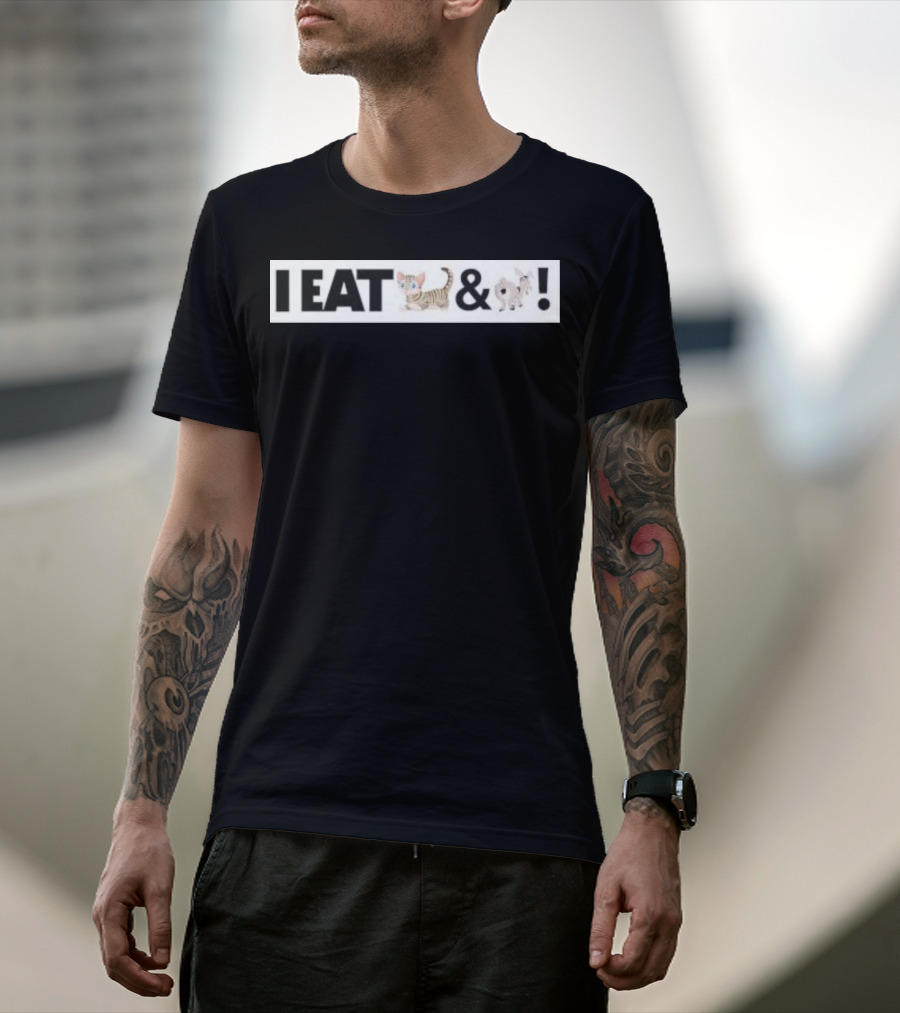 I Eat Cat And Donkey Cartoon Animals T-Shirt