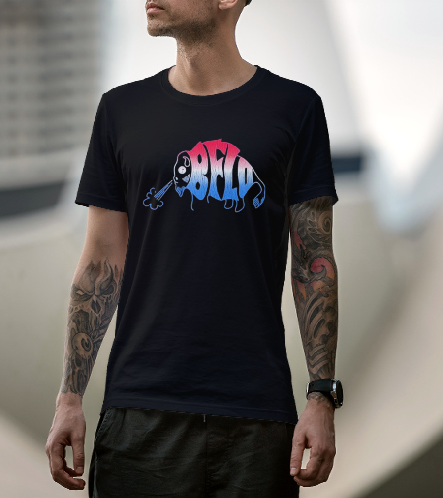 Bflo Buffalo Graphic Red Blue Gradient Buffalo T-Shirt