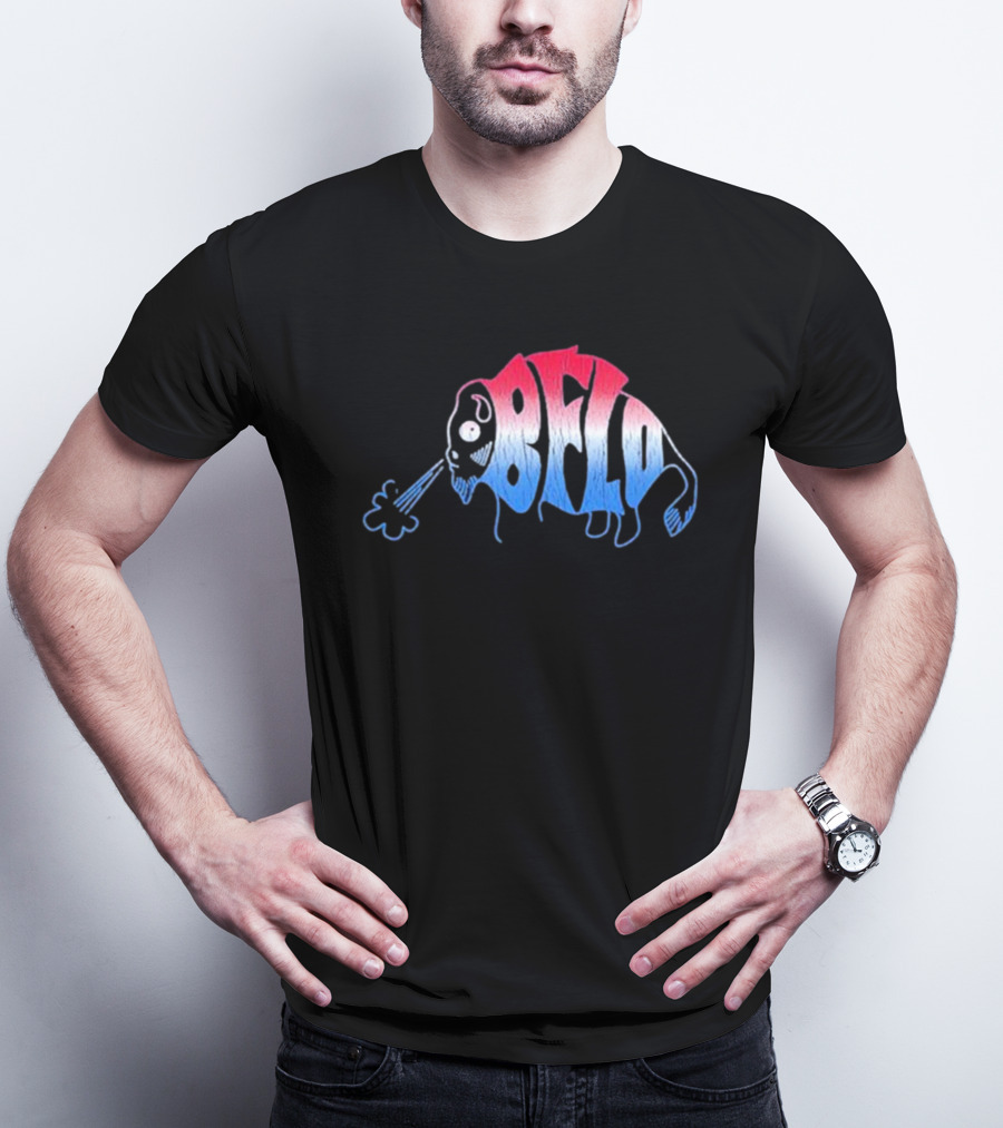 Bflo Buffalo Graphic Red Blue Gradient Buffalo T-Shirt