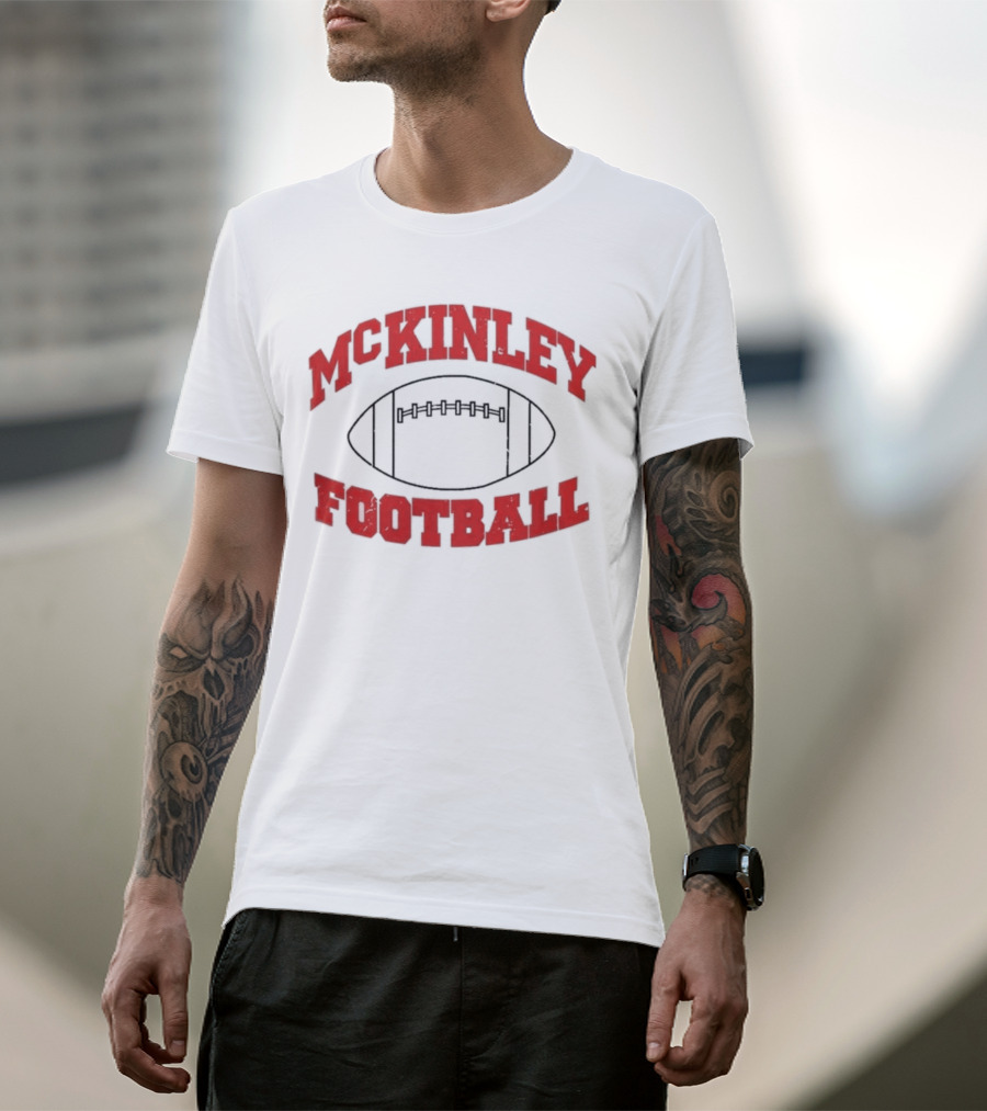 Mckinley Football Team Vintage Red Text Football T-Shirt