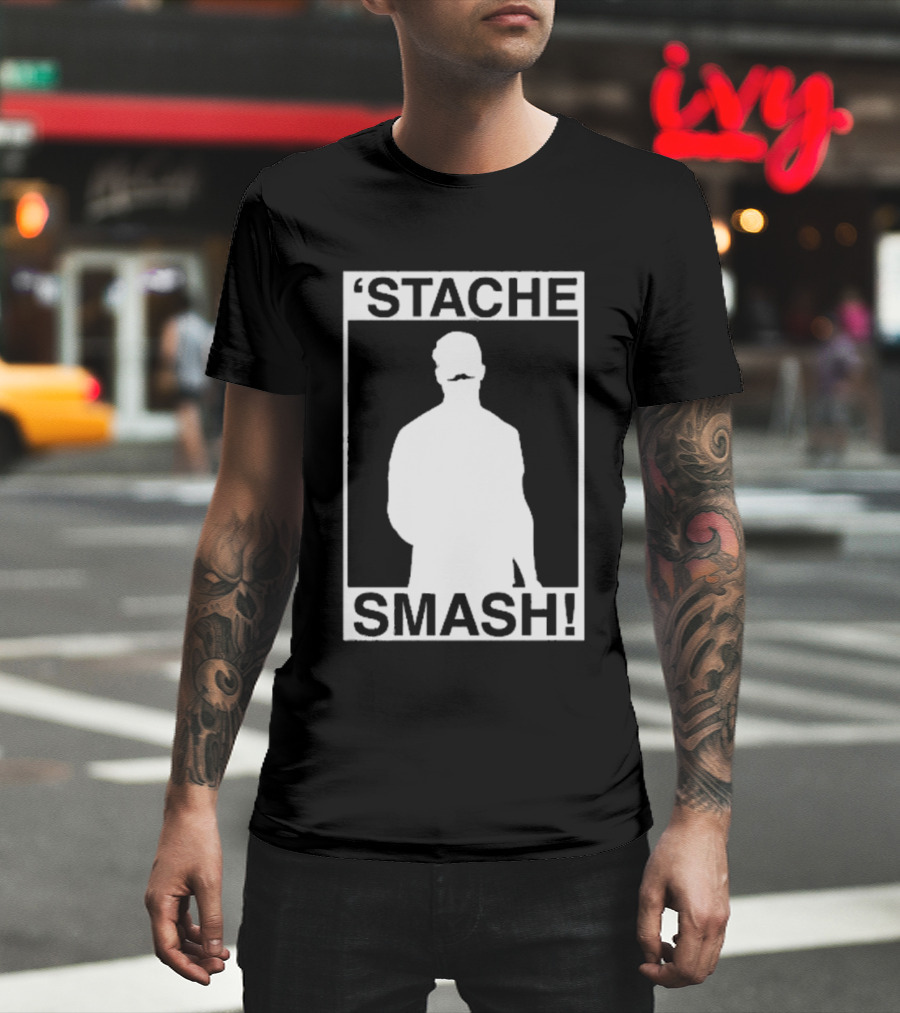 'Stache Smash Silhouette Mustache Bold Contrast T-Shirt