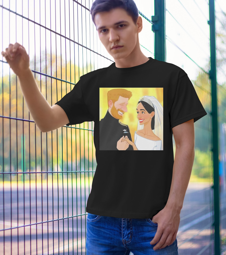 Meghan And Harry Cartoon Wedding T-Shirt