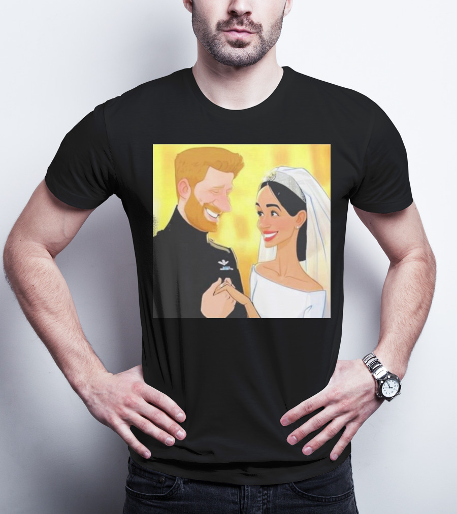 Meghan And Harry Cartoon Wedding T-Shirt
