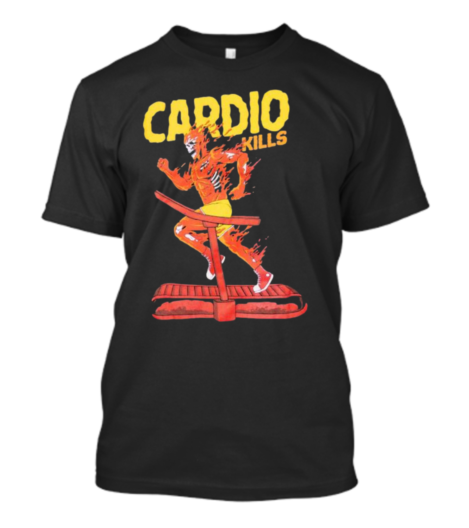 CARDIO KILLS Flaming Runner On Treadmill T-Shirt