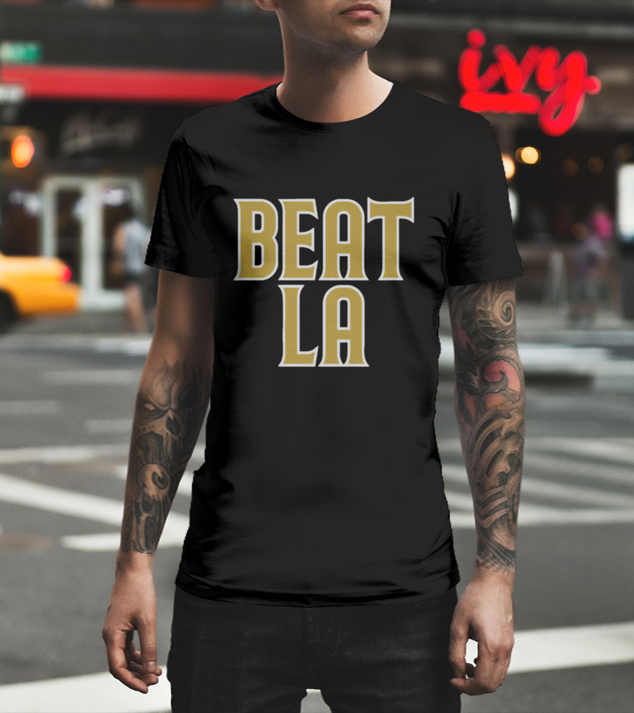 San Diego Beat LA Brown Text T-Shirt