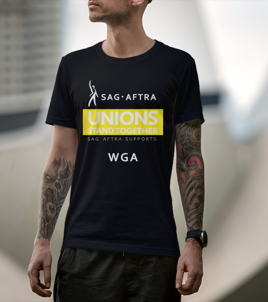 SAG-AFTRA Unions Stand Together Supports WGA T-Shirt