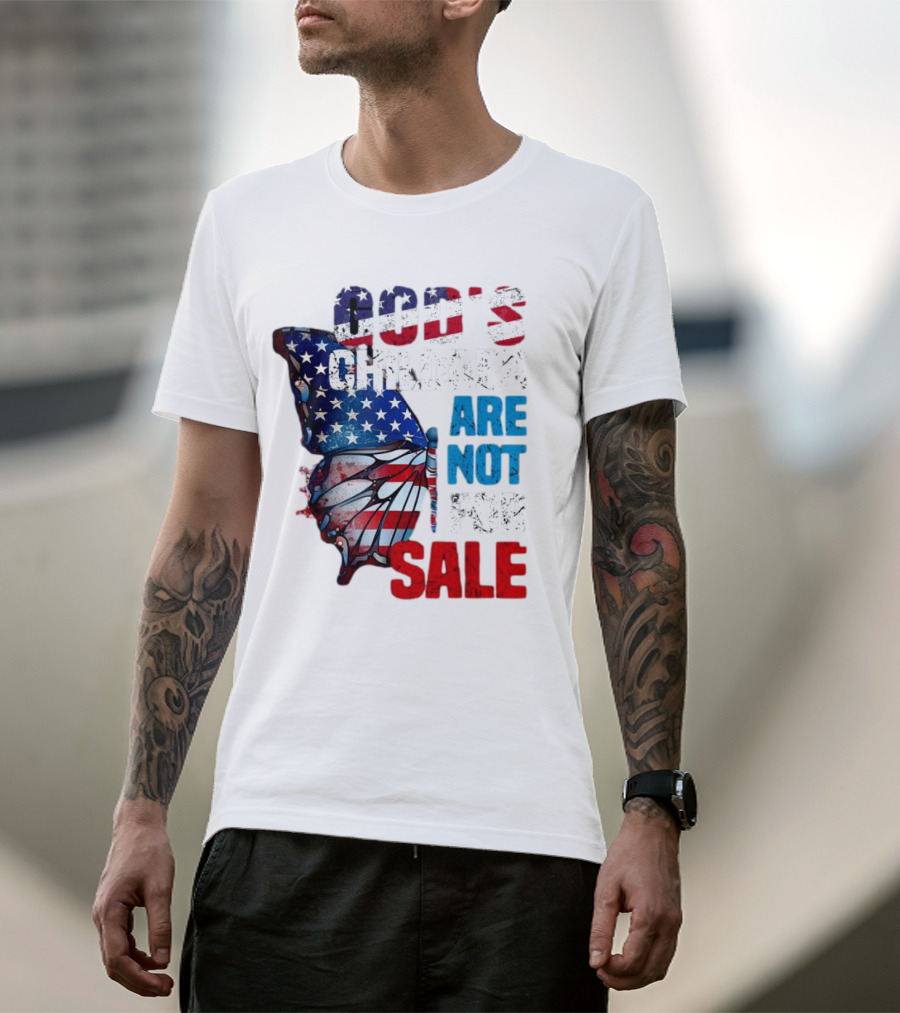 God's Children Are Not For Sale American Flag Butterfly T-Shirt