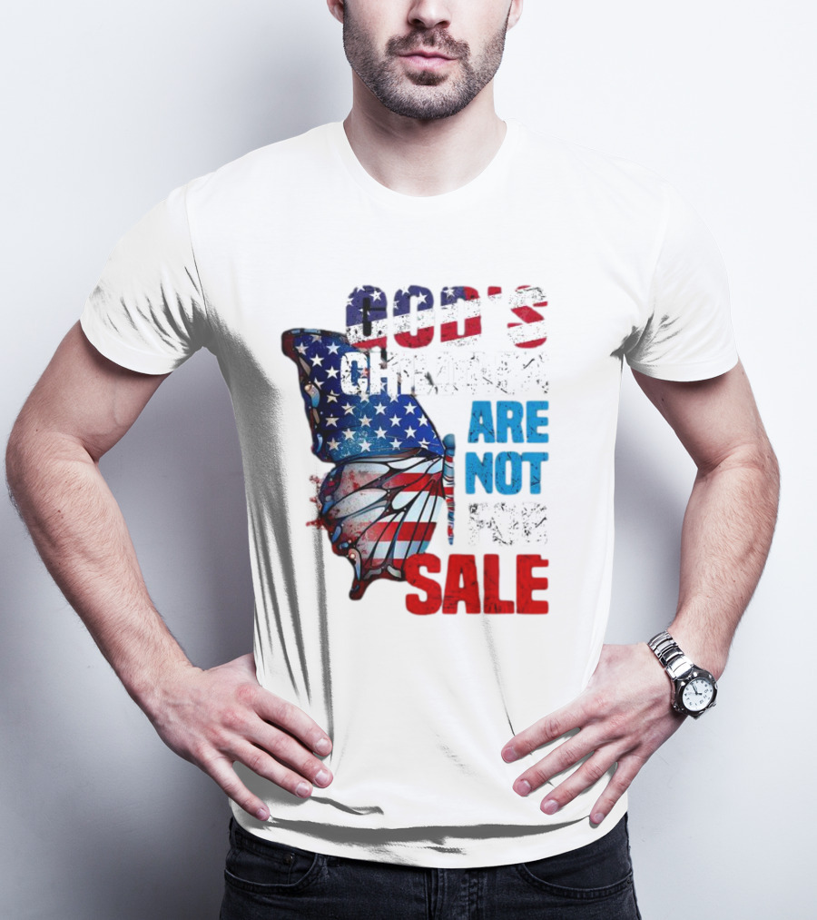 God's Children Are Not For Sale American Flag Butterfly T-Shirt