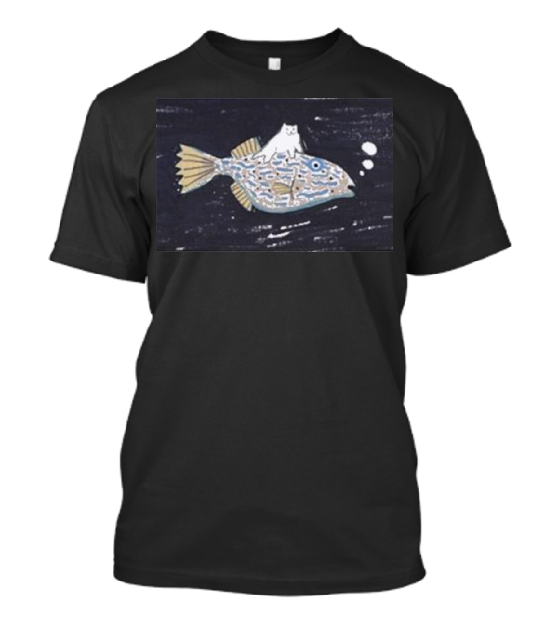 Dawning Crow Deep Sea Travel Cat Riding Fish T-Shirt