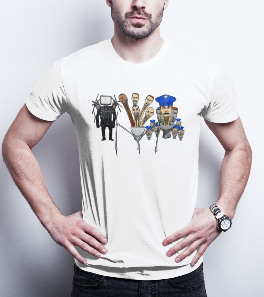 Skibidi Toilet Meme Character Mashup Extravaganza T-Shirt