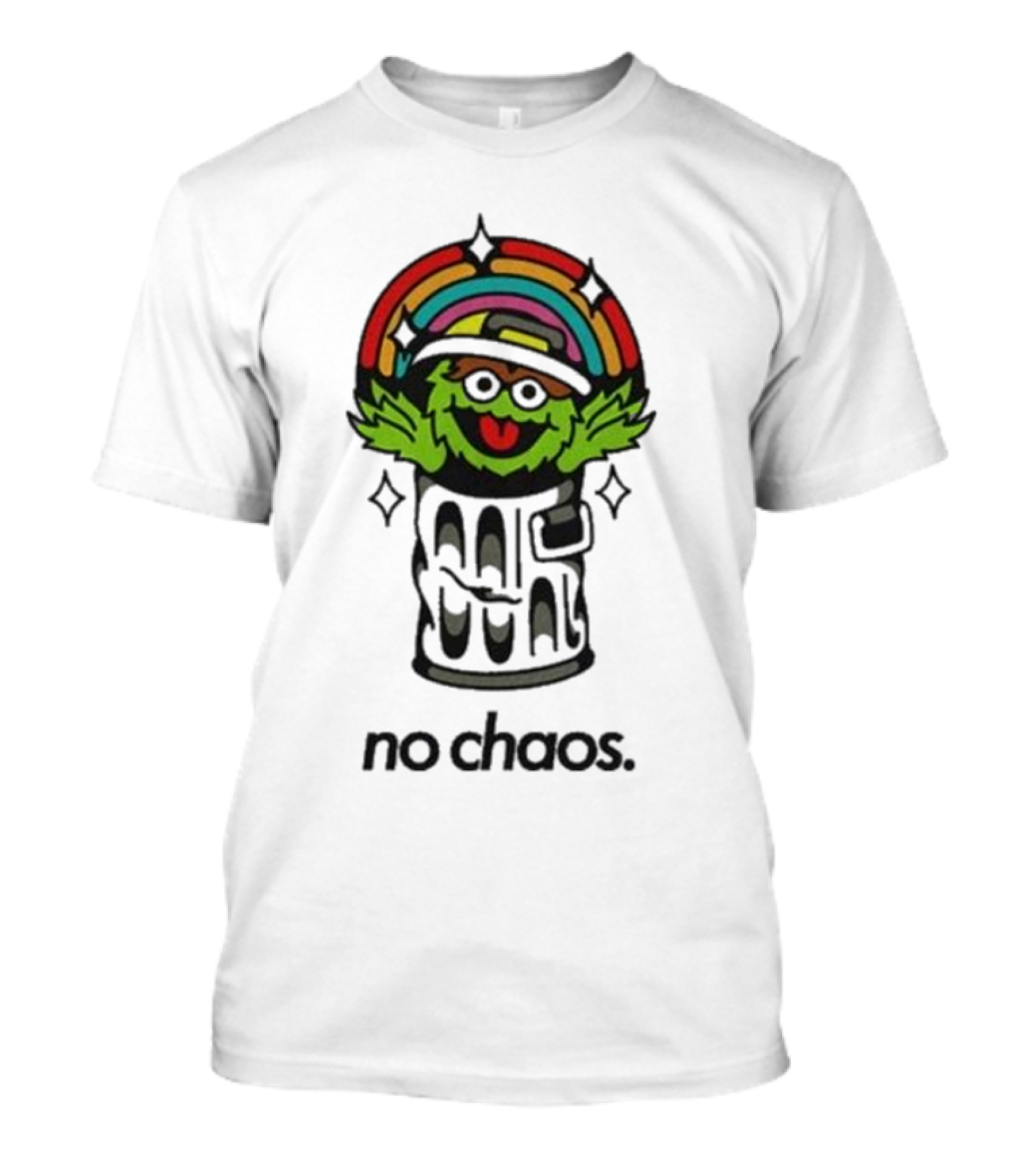 No Chaos Grouchy Rainbow Trash Can T-Shirt