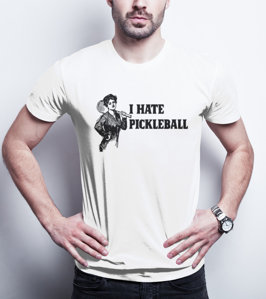 I Hate Pickleball Vintage Woman With Paddle T-Shirt