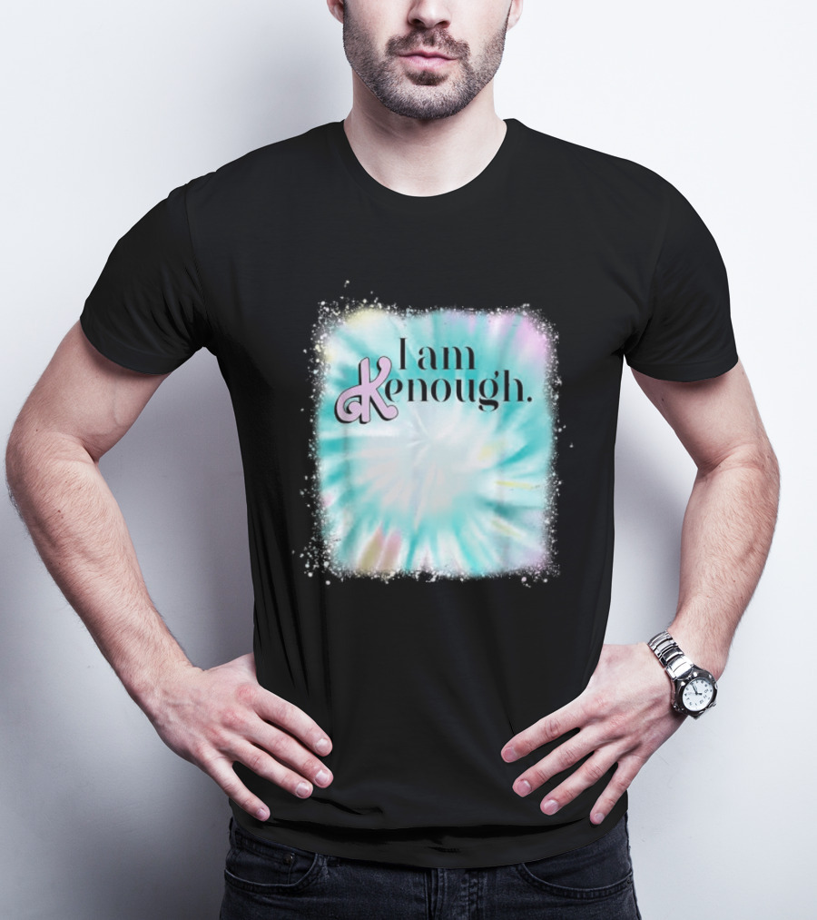 Pinky Ken I Am Ken Enough Tie-Dye Spiral Text T-Shirt