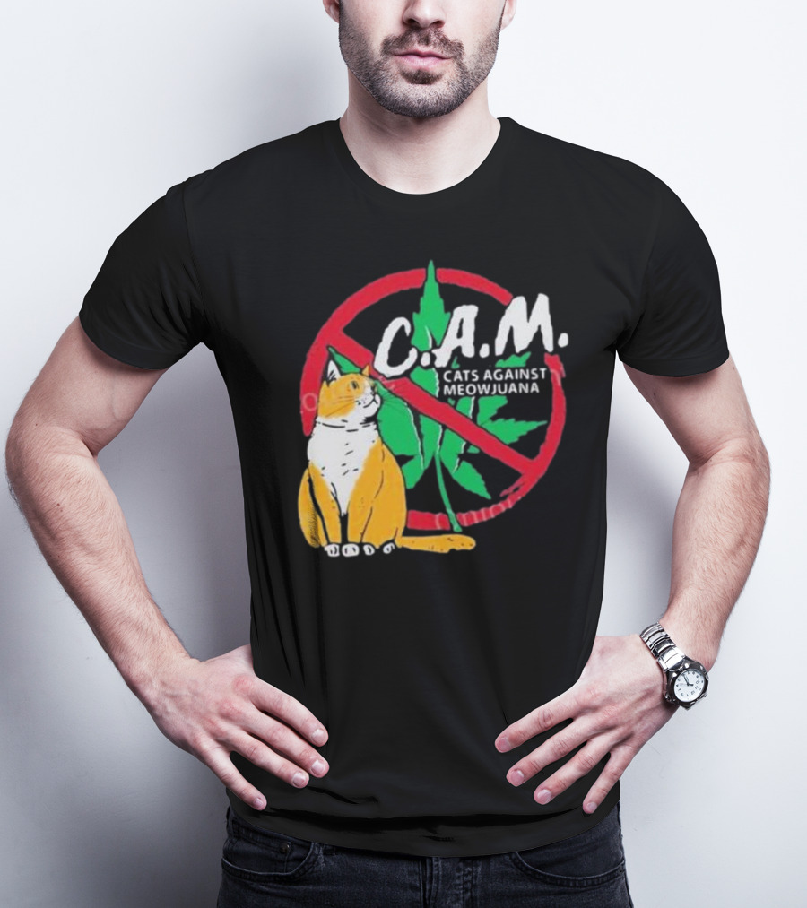C.A.M. Cats Against Meowijuana Leaf With Tabby T-Shirt