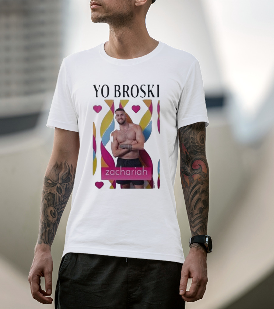 Yo Broski Zachariah Colorful Abstract Hearts T-Shirt