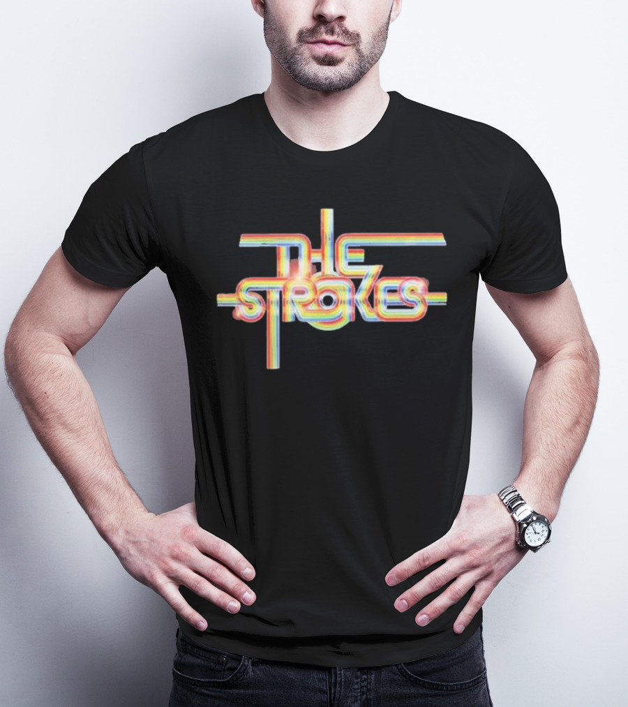 The Strokes Logo Rainbow Ribbon T-Shirt