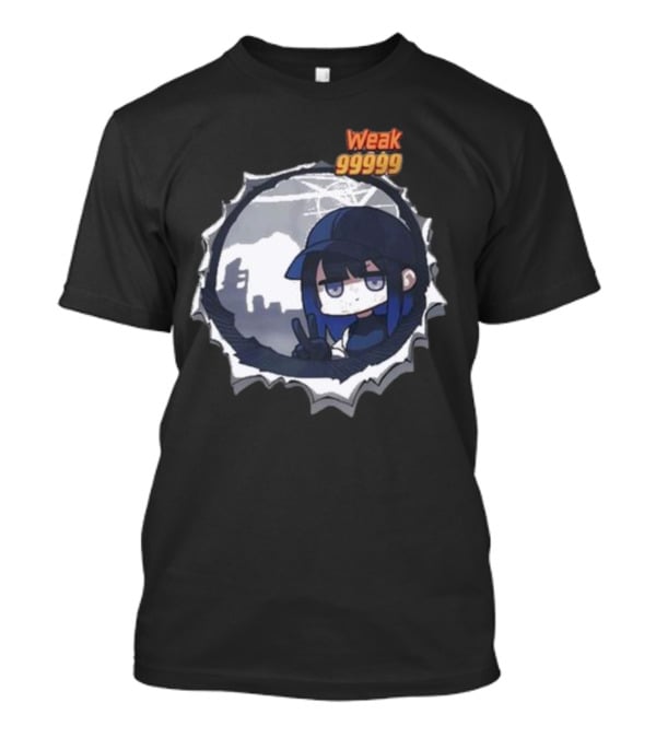 Weak 99999 Manga Anime Peace Sign Character In Dark Urban Scene T-Shirt