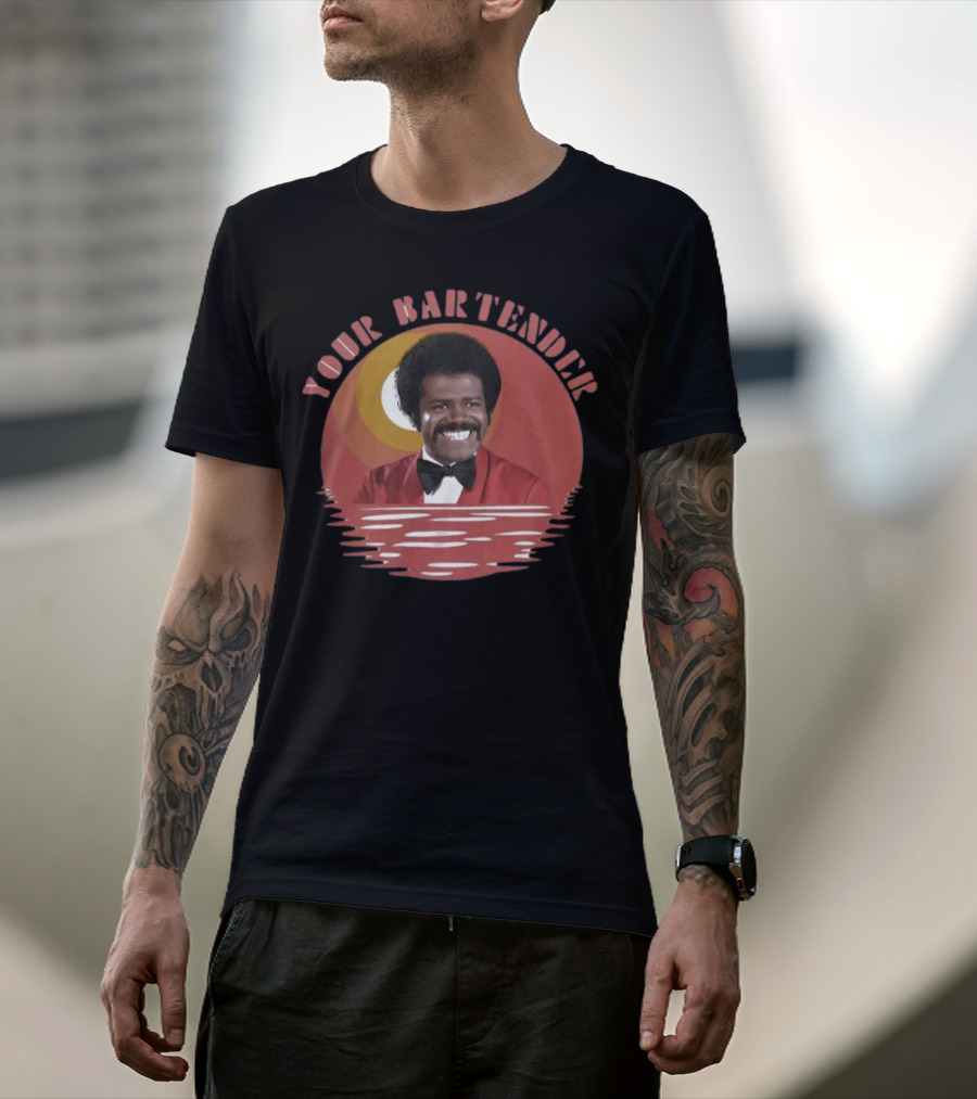 Your Bartender Retro Bowtie Red Suit Afro T-Shirt