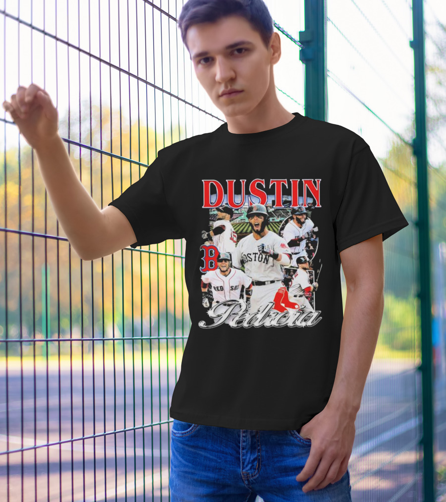 Dustin Pedroia Boston Red Sox Baseball Action Montage T-Shirt