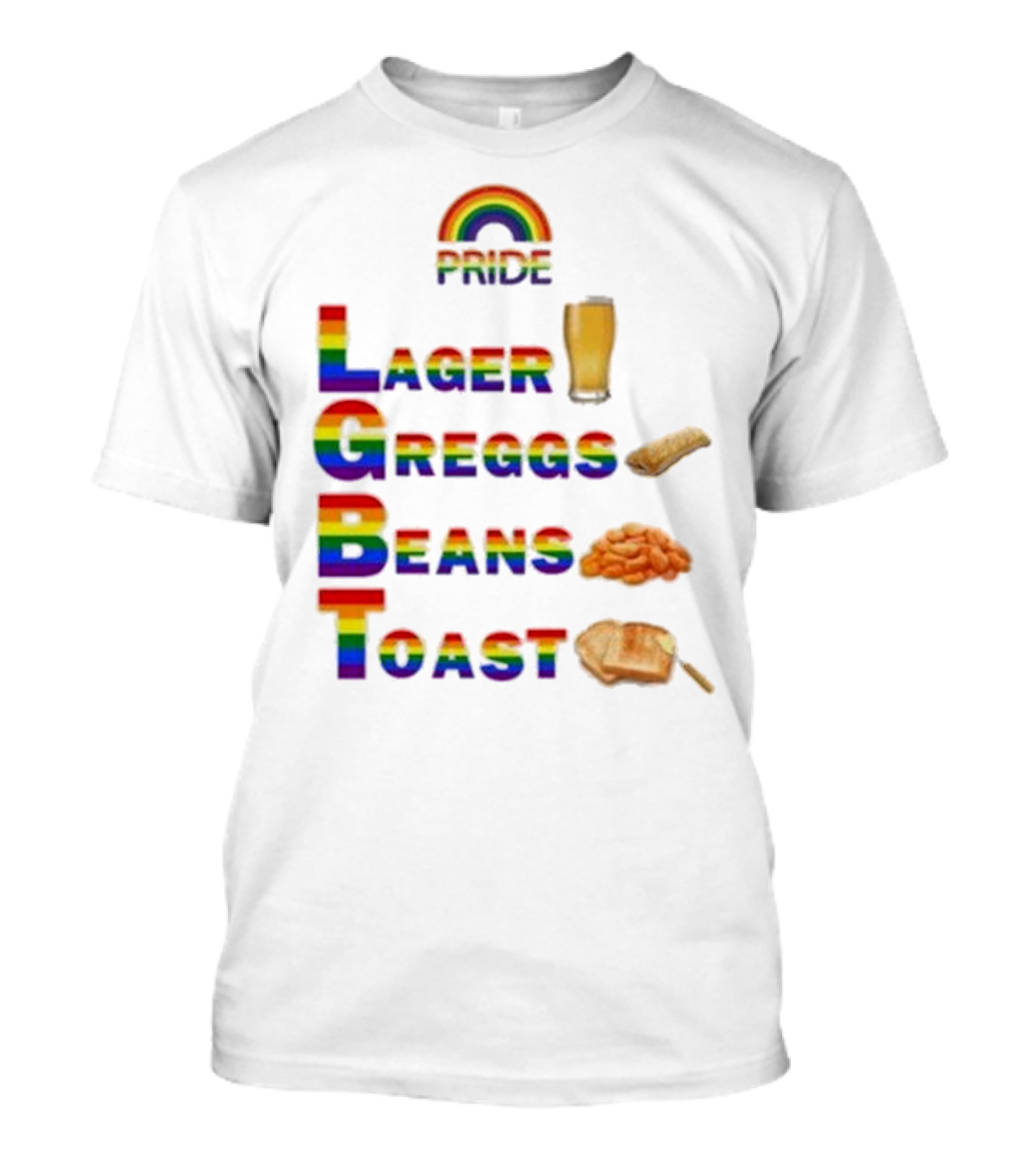 Pride Rainbow Lager Greggs Beans Toast Icons T-Shirt