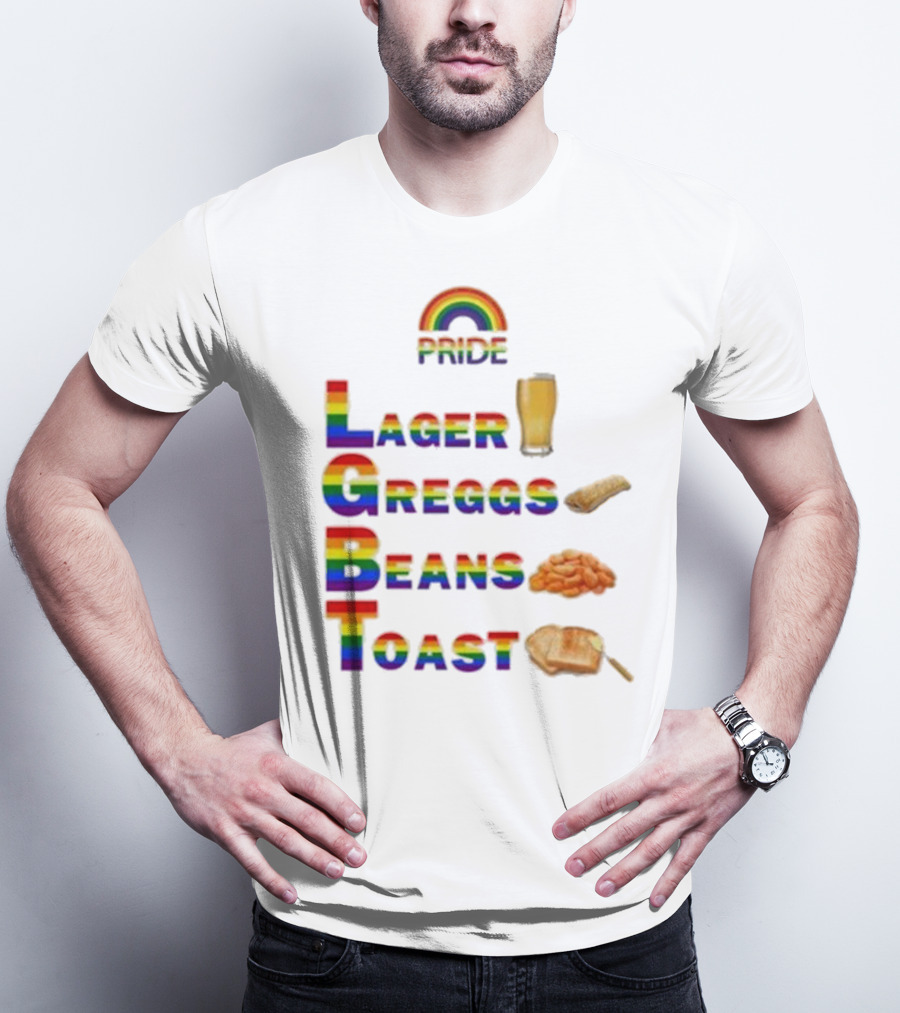 Pride Rainbow Lager Greggs Beans Toast Icons T-Shirt