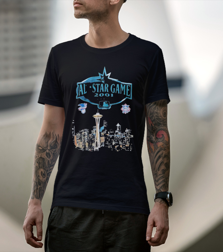 AL Star Game 2001 MLB City Skyline Seattle T-Shirt