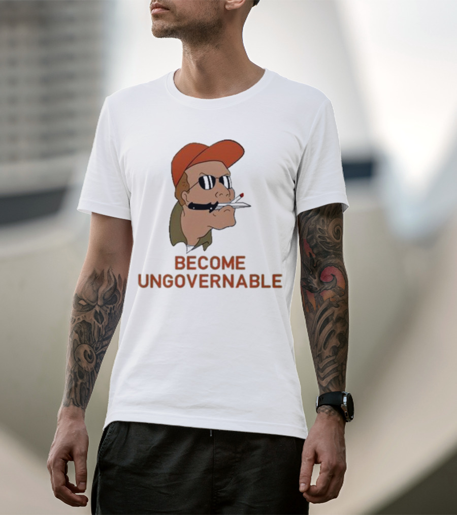 Become Ungovernable Rusty Shackleford Smoking Character With Sunglasses And Orange Hat T-Shirt