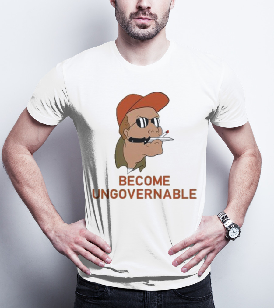 Become Ungovernable Rusty Shackleford Smoking Character With Sunglasses And Orange Hat T-Shirt