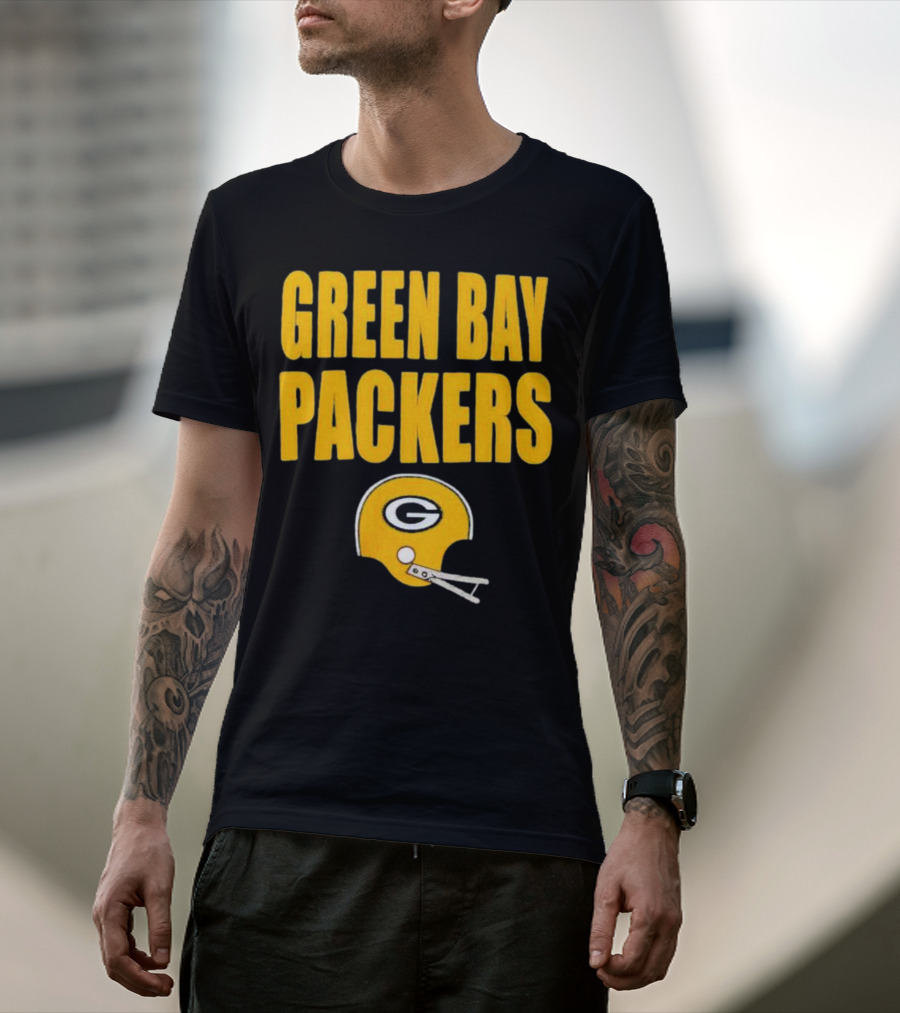 Green Bay Packers Helmet Logo And Text Football Fan Gear T-Shirt