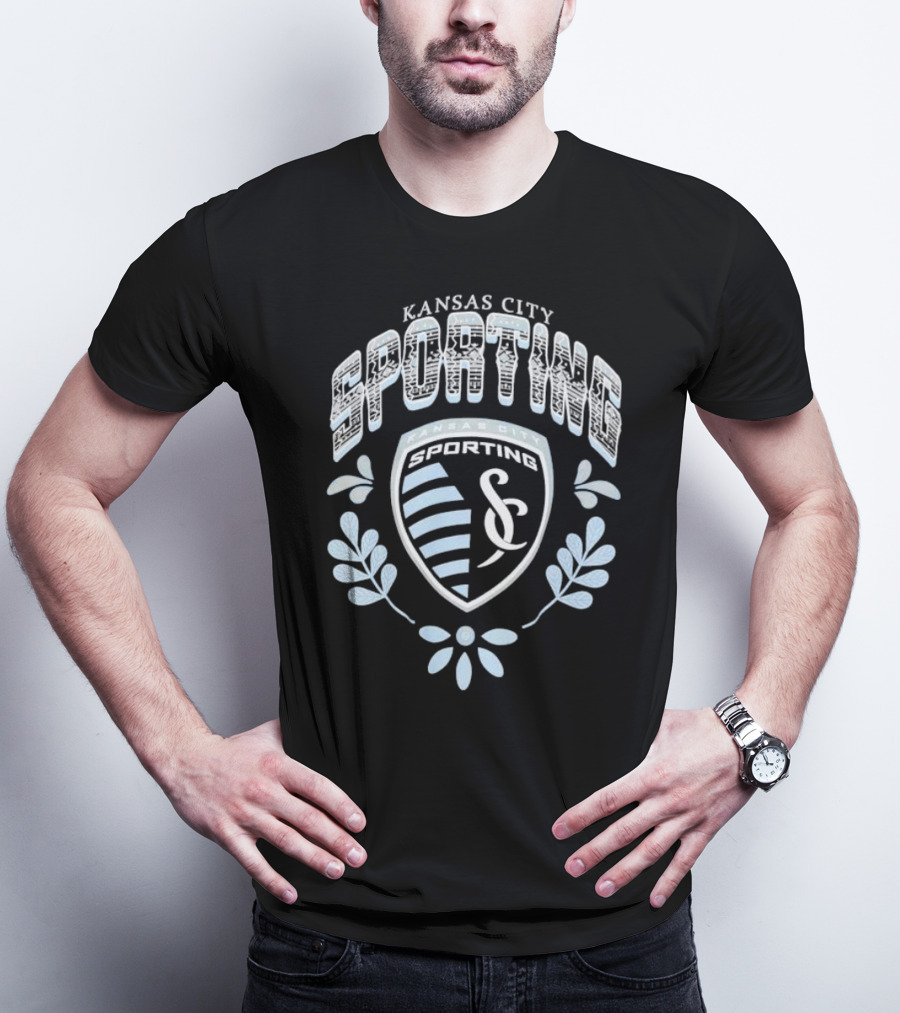 Kansas City Sporting KC Logo With Serape Pattern And Laurel Leaves T-Shirt
