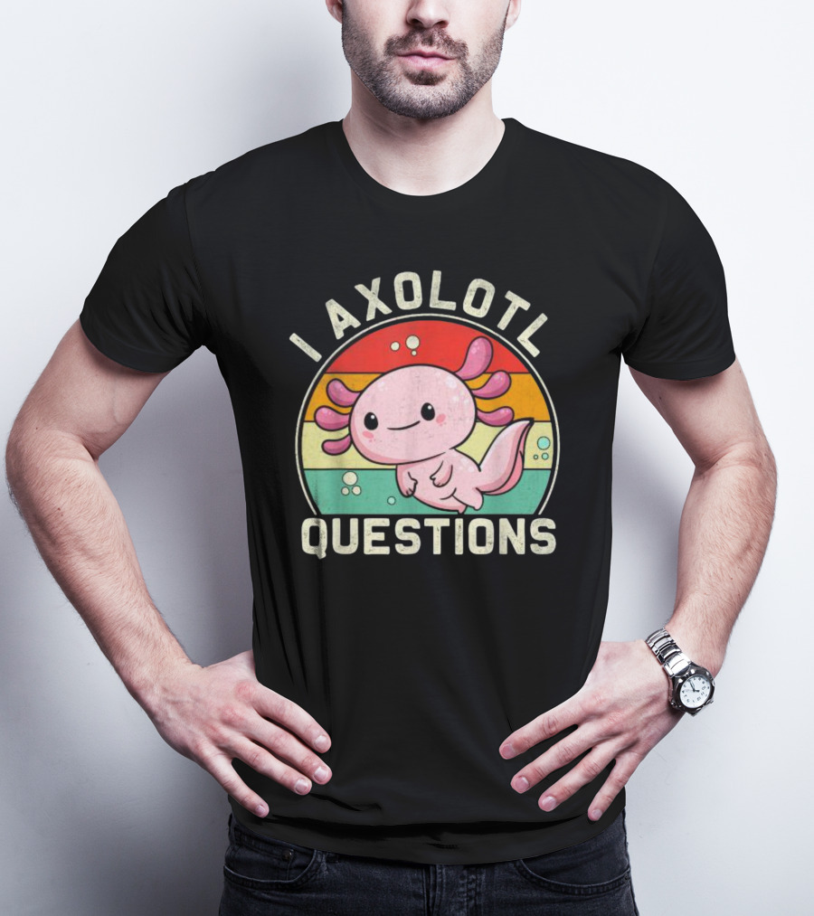 Vintage I Axolotl Questions Retro Rainbow Cute Axolotl T-Shirt