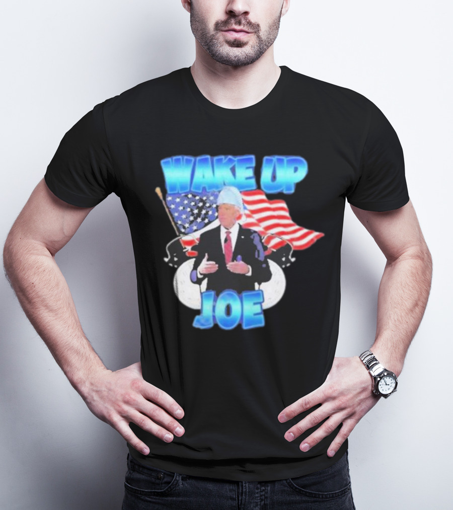 Designedbytheboys Wake Up Joe American Flags Patriotic T-Shirt