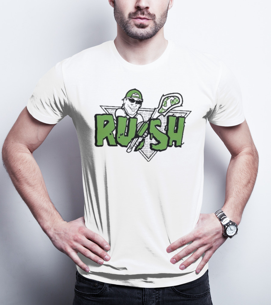 RUSH Lacrosse Player Logo Green And Black T-Shirt