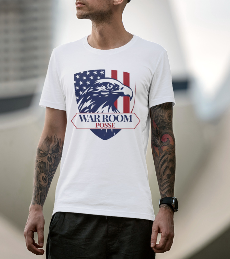 War Room Posse Eagle Shield U.S. Flag Stripes Badge T-Shirt