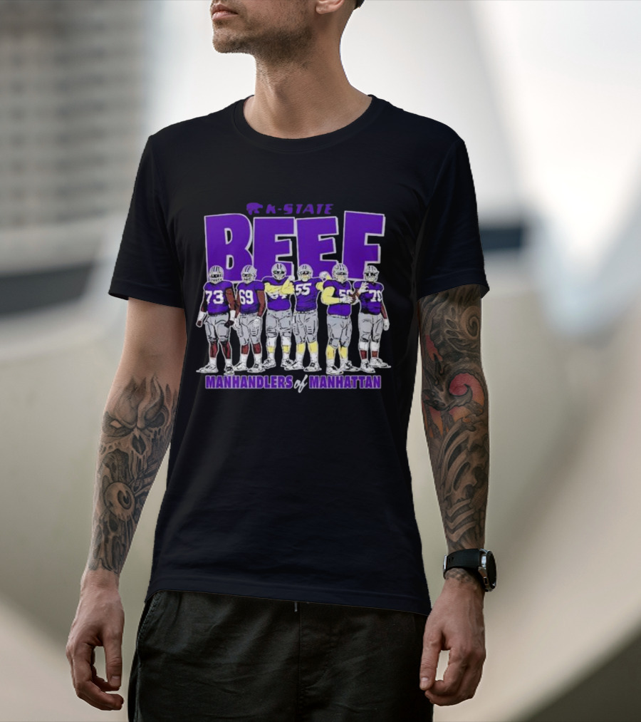 K-State Beef Manhandlers Of Manhattan Football Team Lineup T-Shirt