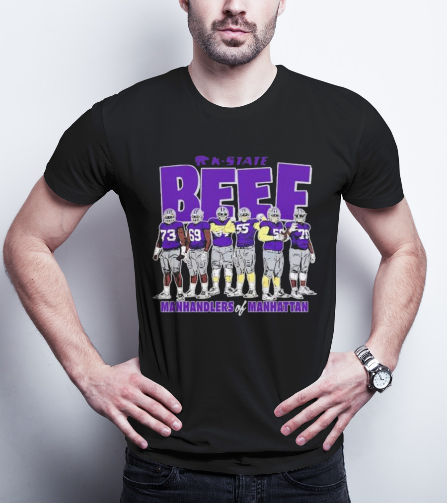 K-State Beef Manhandlers Of Manhattan Football Team Lineup T-Shirt