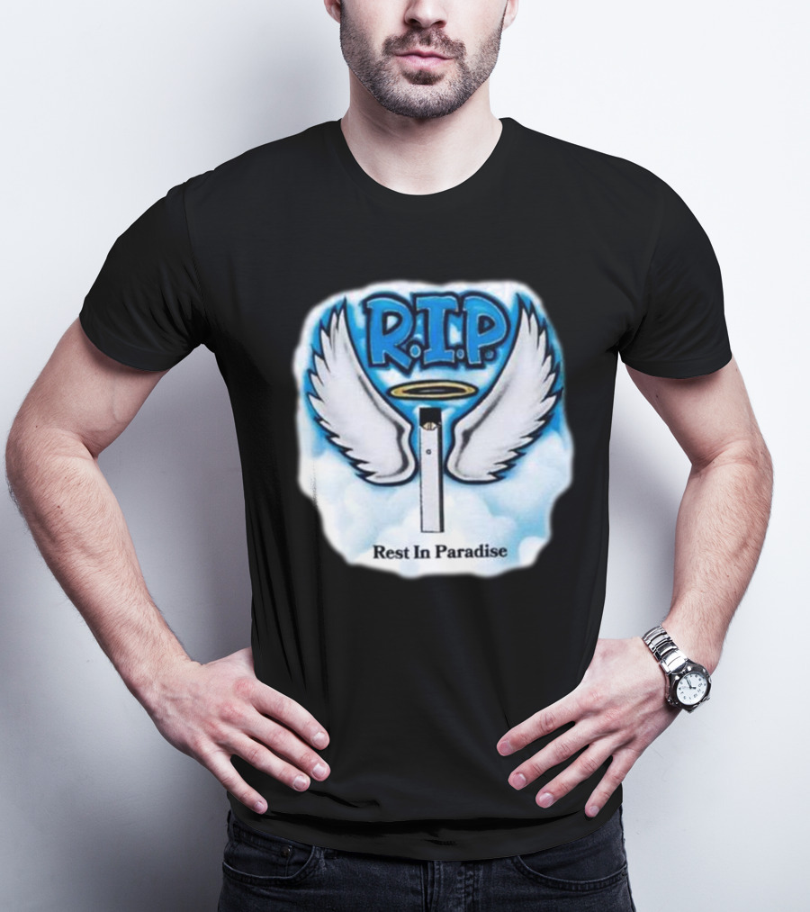 RIP Juul Rest In Paradise Angel Wings Halo Clouds T-Shirt