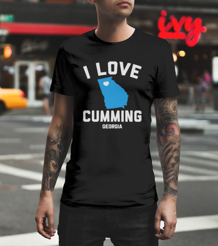 I Love Cumming Georgia Map Heart T-Shirt