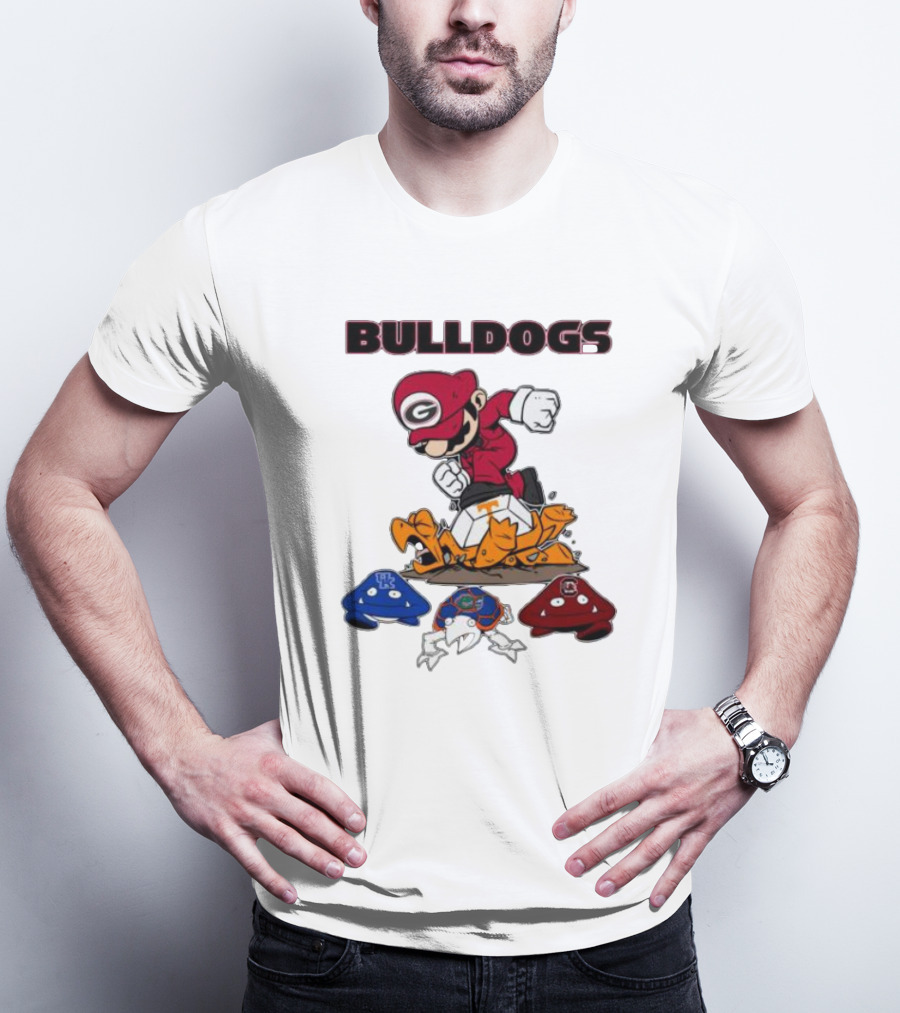 Bulldogs Super Mario Inspired Design With Iconic Gaming Motifs T-Shirt