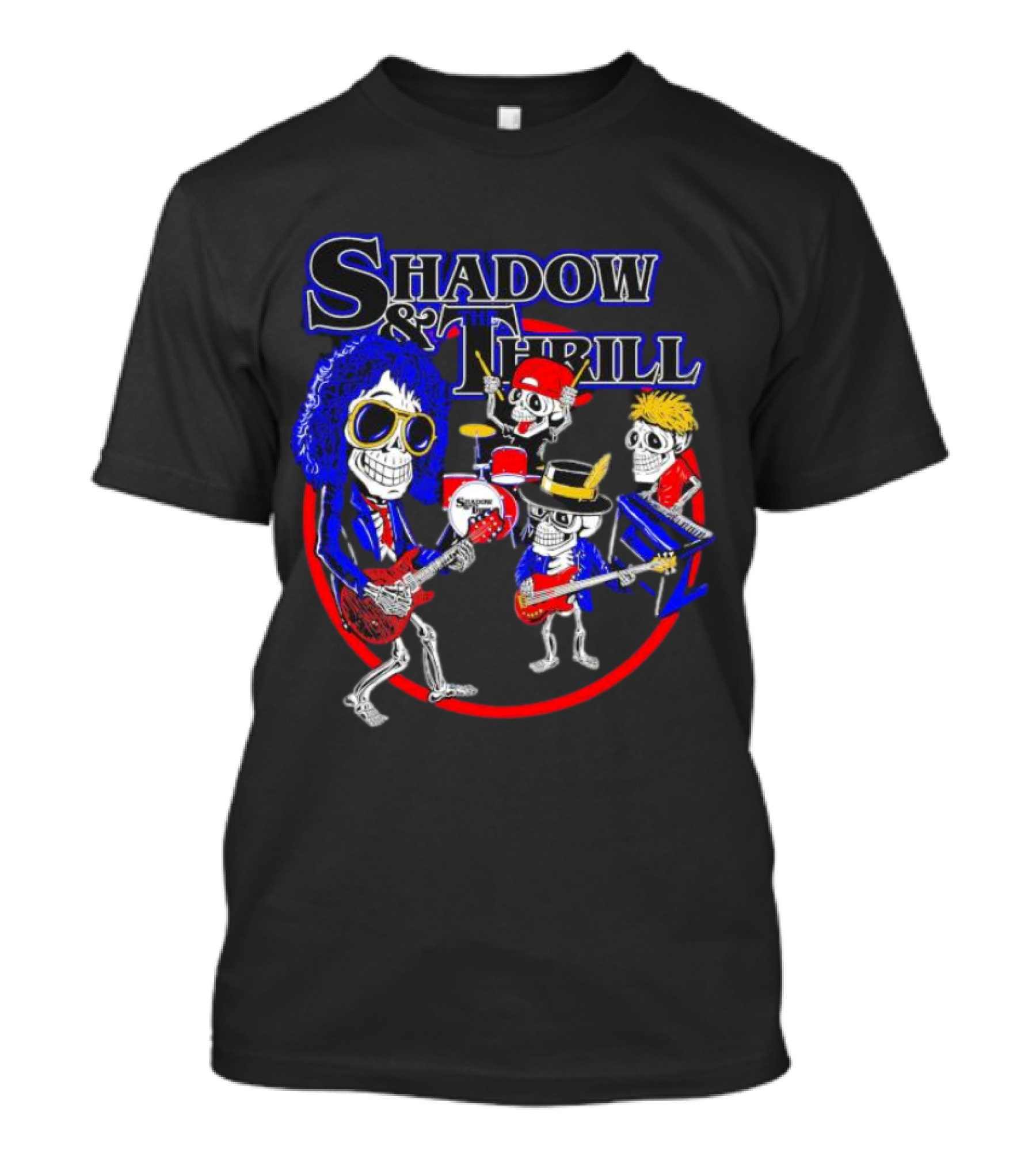 Shadow And Thrill Skeleton Band Rock Performance T-Shirt
