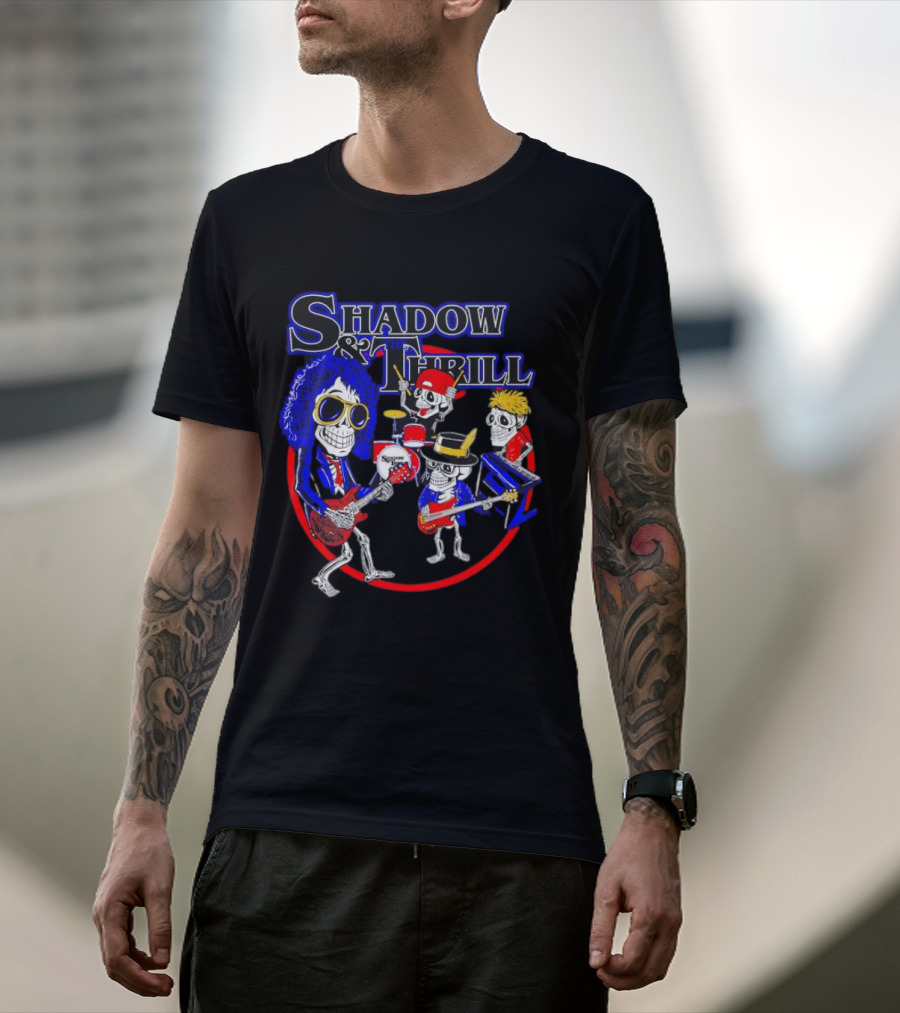 Shadow And Thrill Skeleton Band Rock Performance T-Shirt
